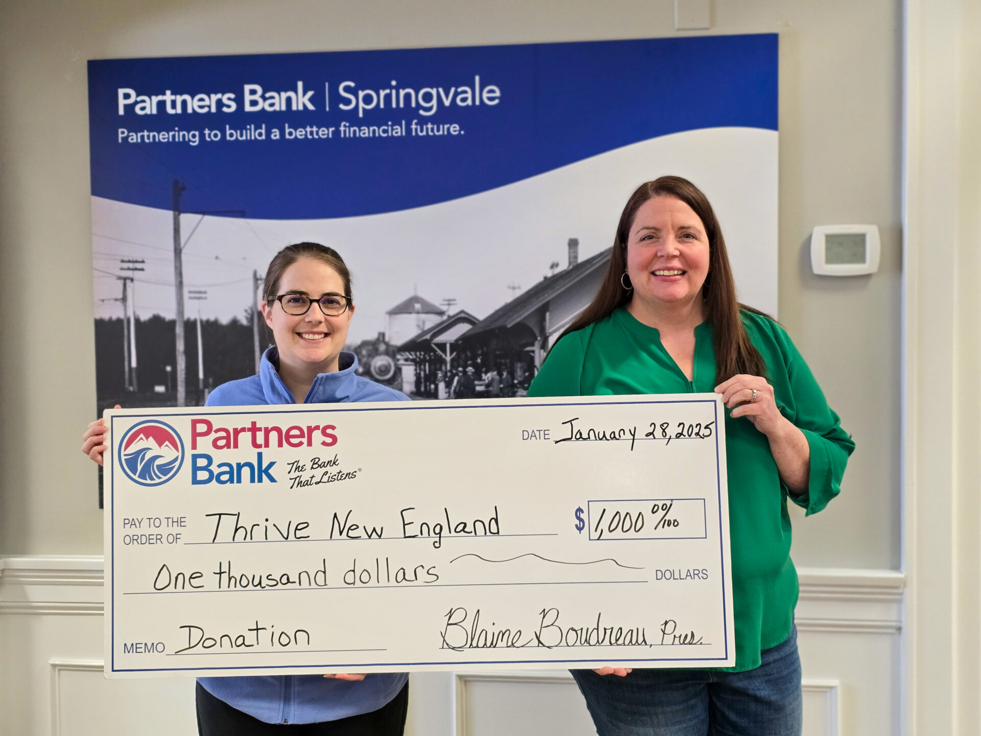 Partners Bank Donates to Thrive New England, Fighting Against Human ...